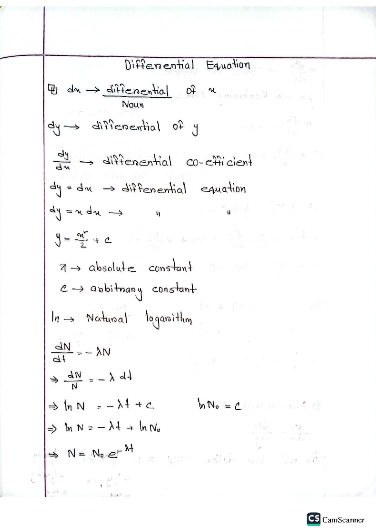 Differential Equations: Comprehensive Study Notes for Math CS - Studocu
