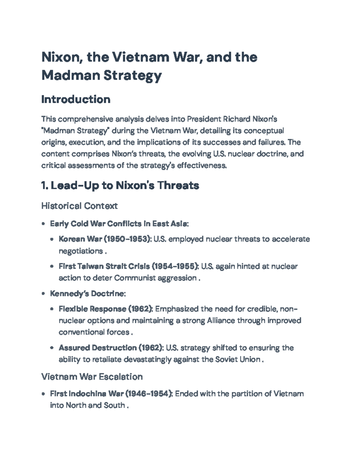 Nixon's Madman Strategy During the Vietnam War: A Comprehensive ...