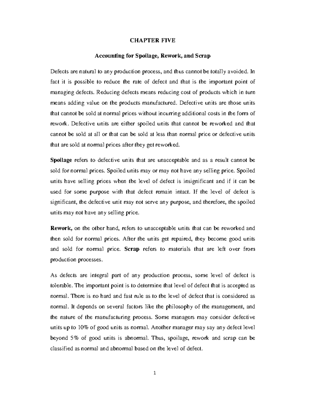 Chapter 5: Accounting for Spoilage, Rework, and Scrap (CMA I) - Studocu