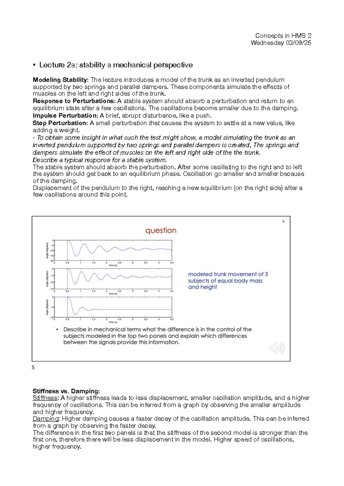 Lecture 2: Mechanical Stability Modeling and Response to Perturbations ...