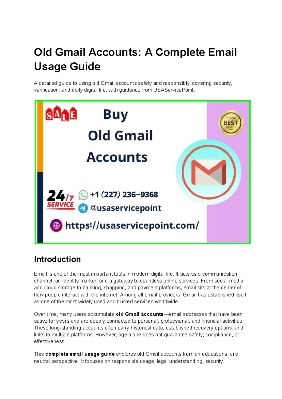 Buy Old Gmail Accounts: Practical Uses in Daily Digital Life - Studocu