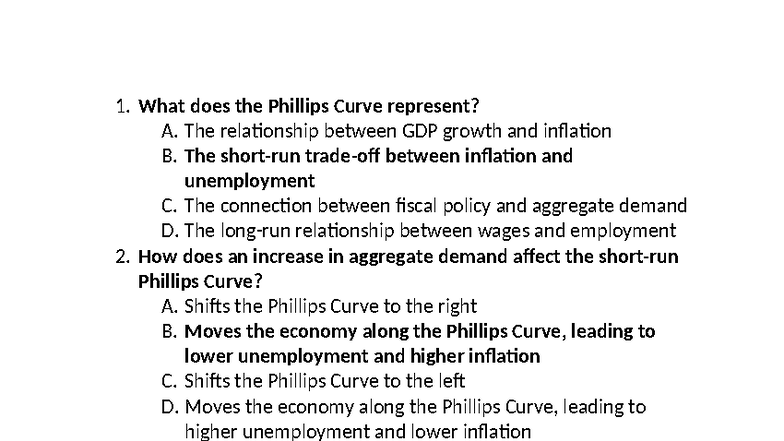 Understanding the Phillips Curve: Key Concepts and Implications - Studocu