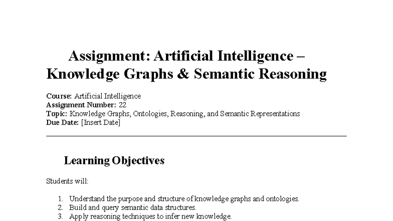 AI Assignment 22: Knowledge Graphs & Semantic Reasoning Tasks - Studocu