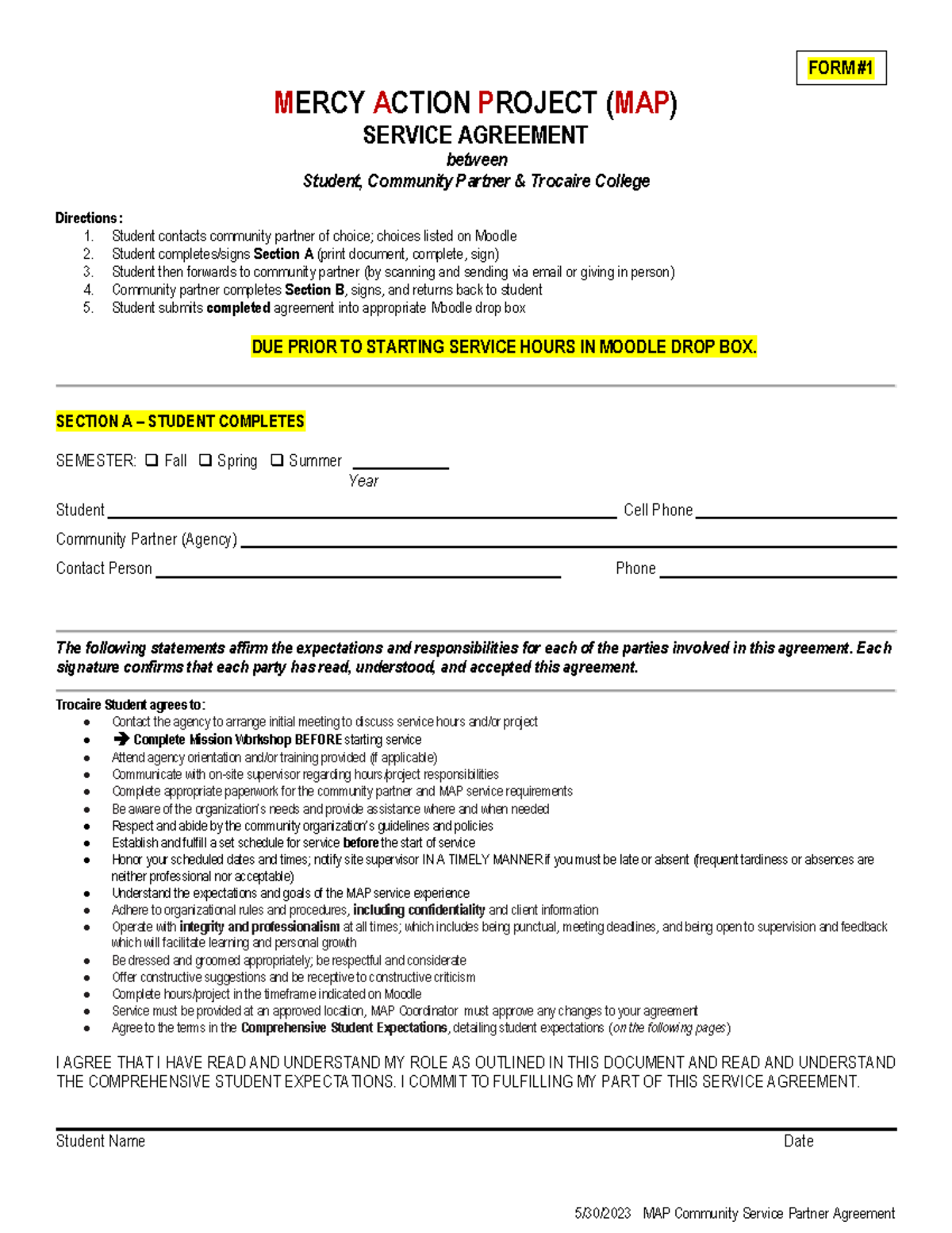 MAP Community Service Partnership Agreement Guidelines - Studocu