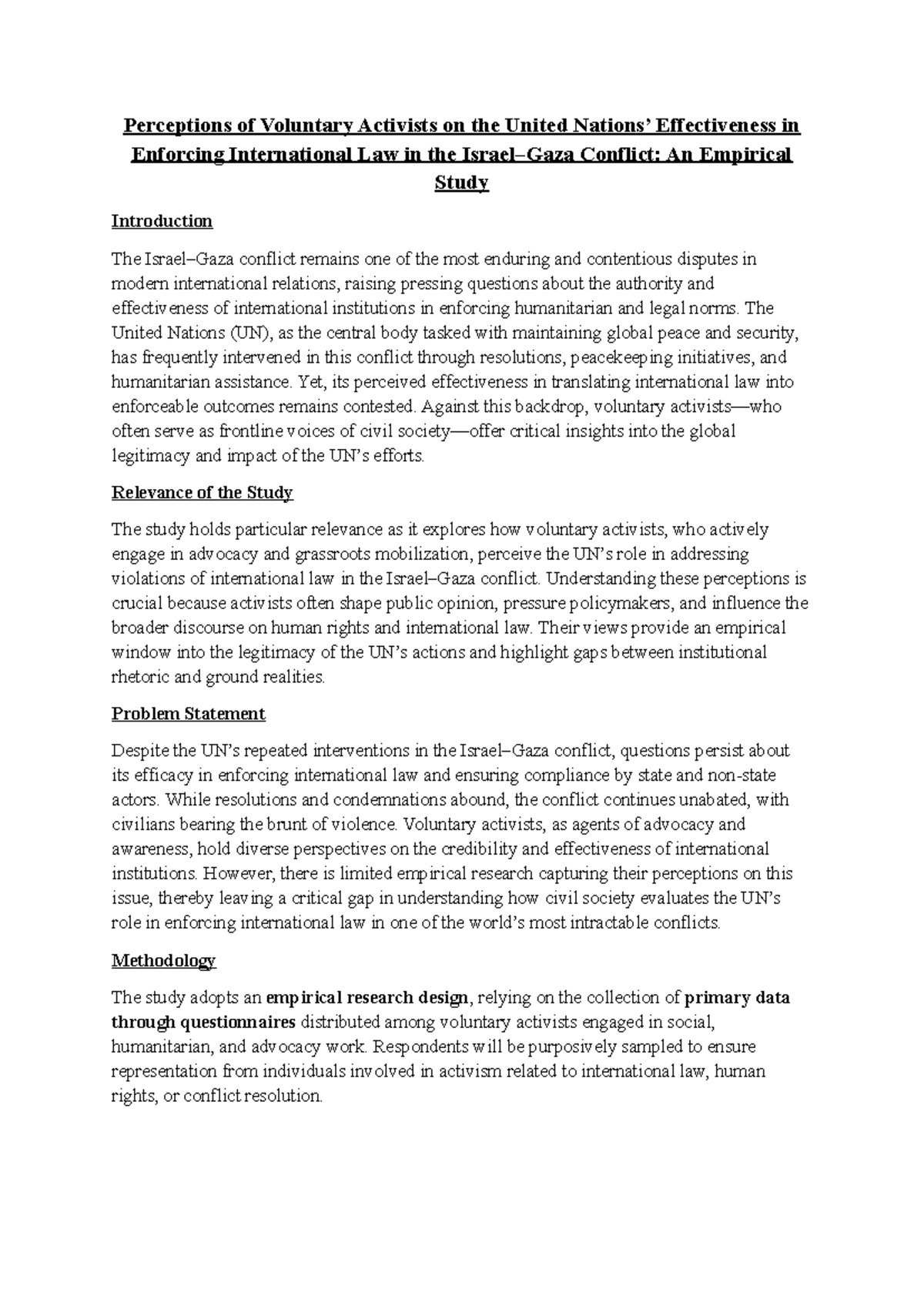 PIL- Geethanjaly - Activists' Views on UN's Role in Gaza Conflict - Studocu