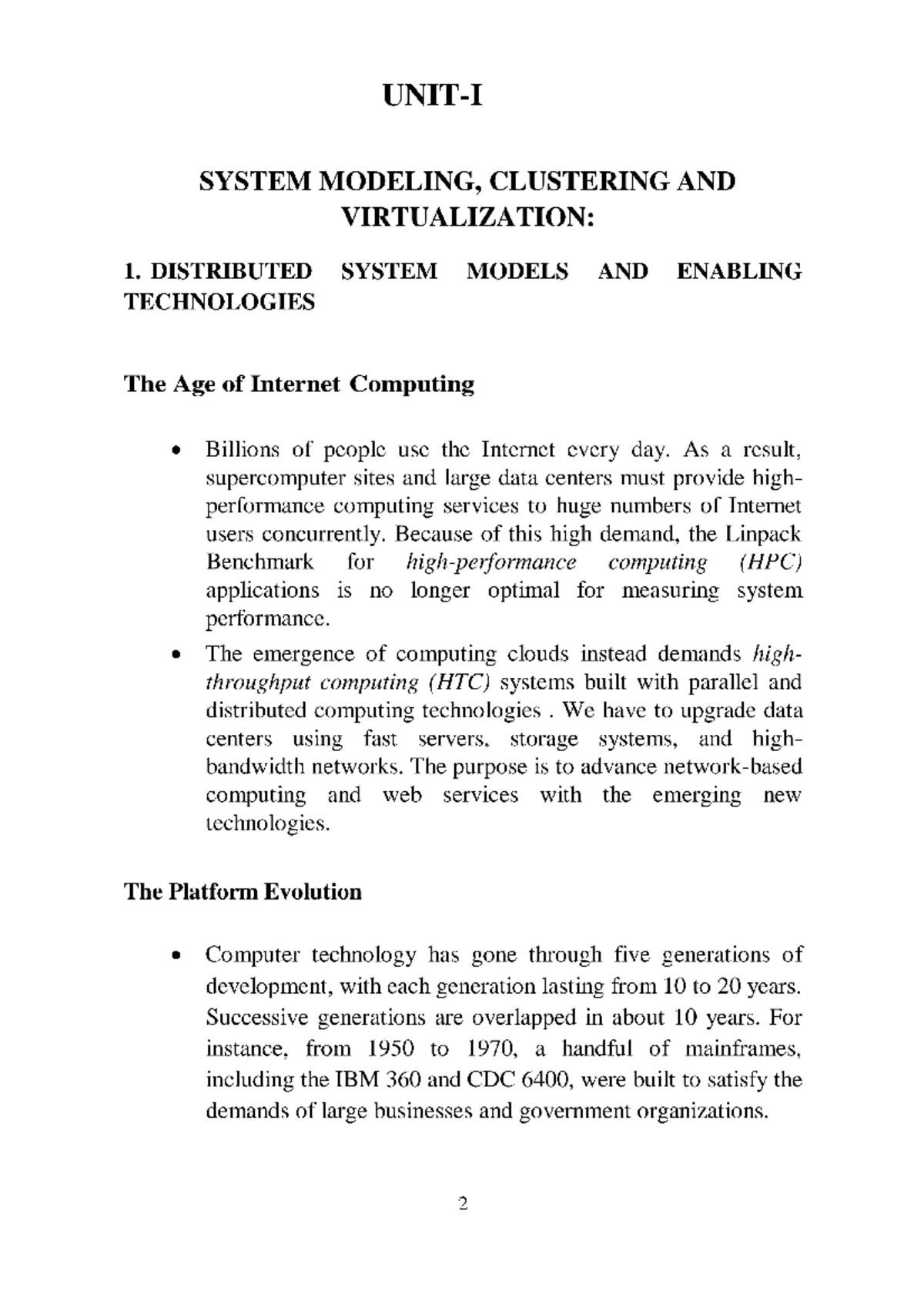 System Modeling, Clustering AND Virtualization - Cloud Computing - Studocu