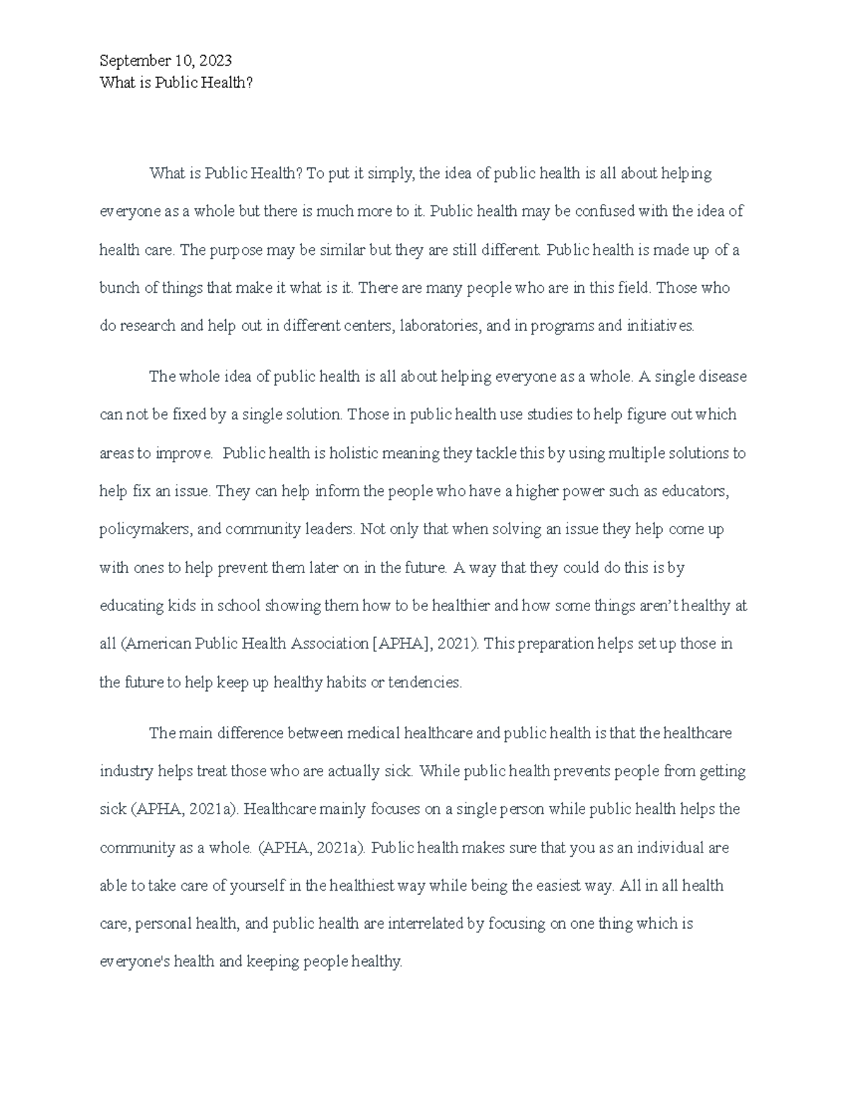 Essay#1 What is Public Health - What is Public Health? What is Public ...