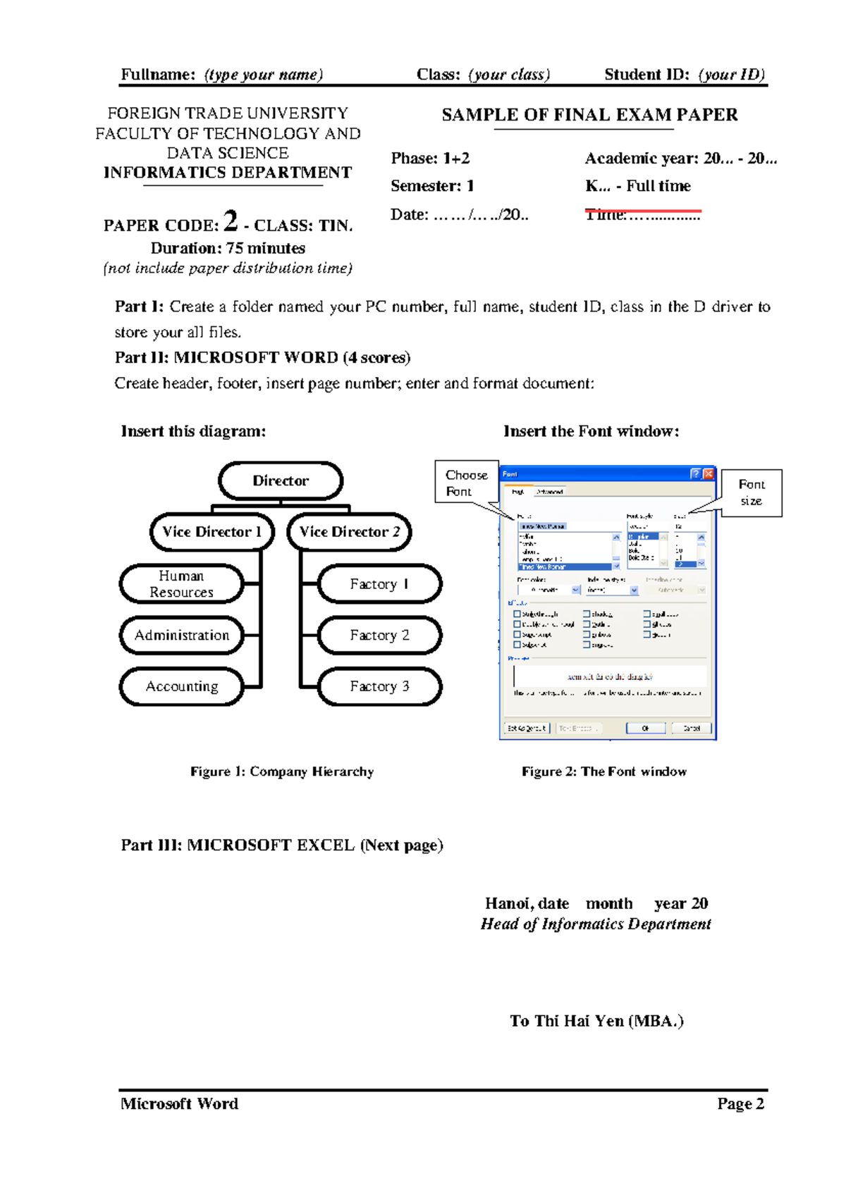 Sample Final Exam Paper - TIN210 - Foreign Trade University - Studocu