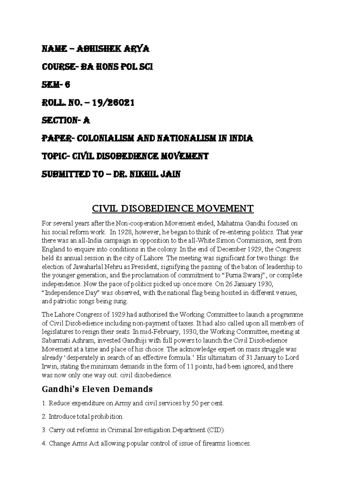 Gandhi and mass mobilisation Non-cooperation, Civil Disobedience, and ...
