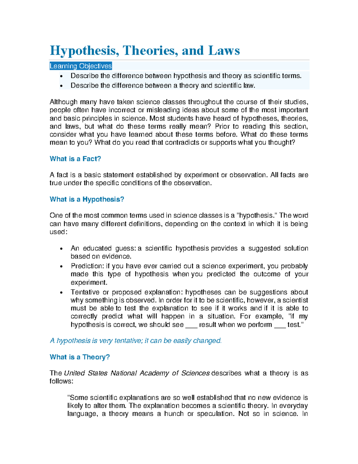 Hypothesis, Theory, and Law Overview - Resumen Ingles I - Studocu