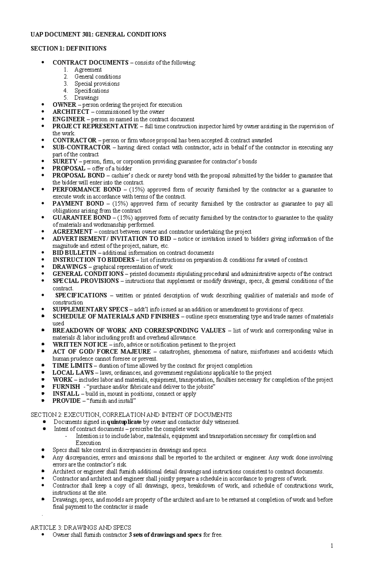 UAP Document 301 - UAP Docs - UAP DOCUMENT 301: GENERAL CONDITIONS ...