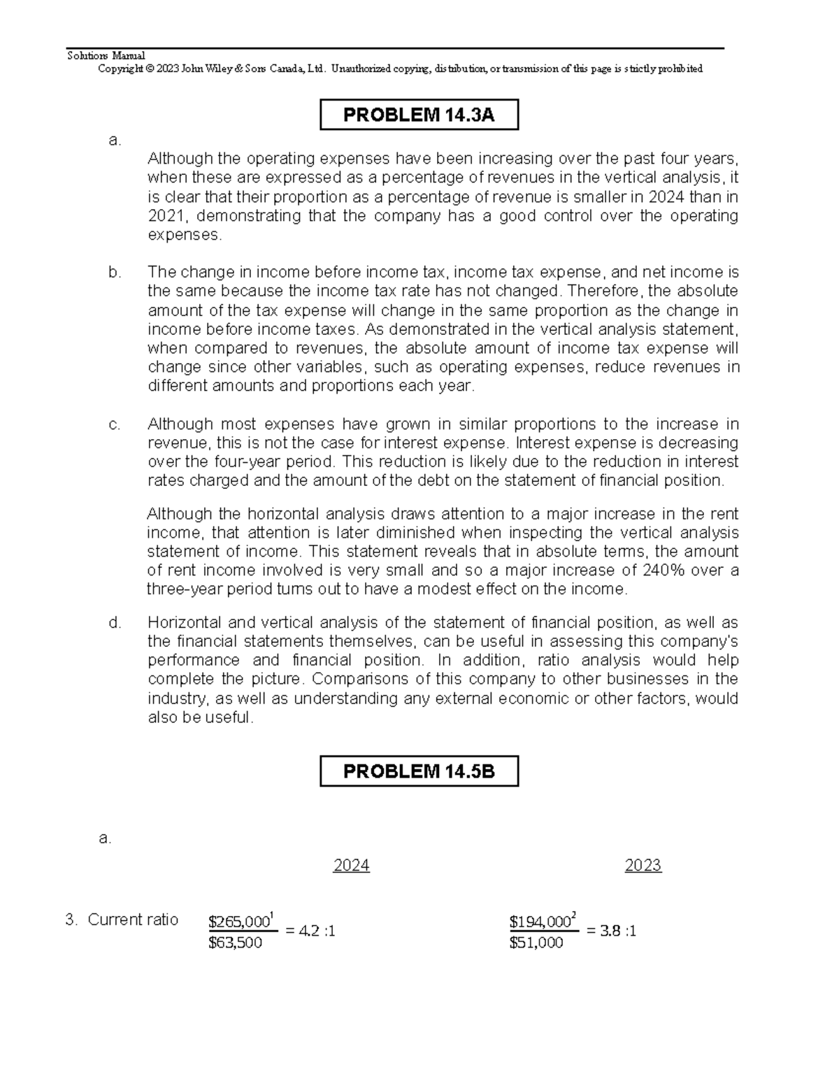 Chapter 14 Solutions Manual: Financial Analysis Insights - Studocu