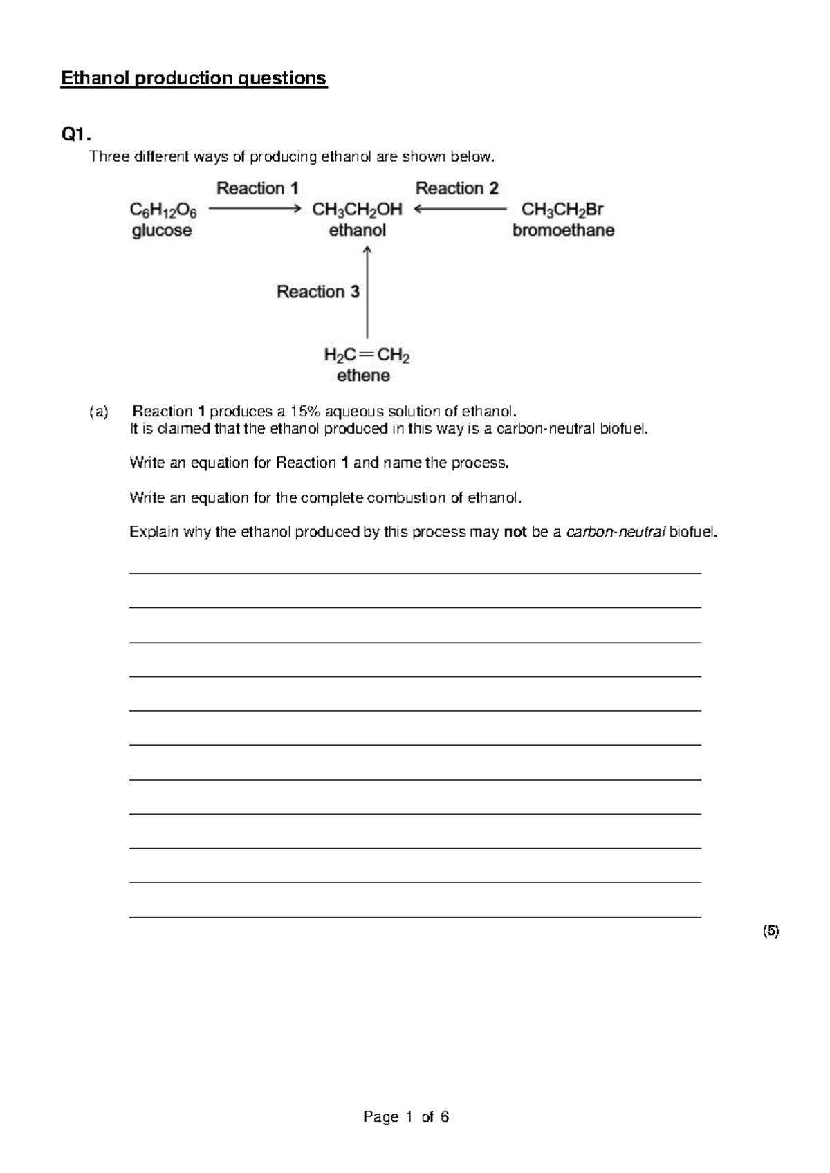 XMQ Ethanol Production: Methods and Mechanisms Explained - Studocu