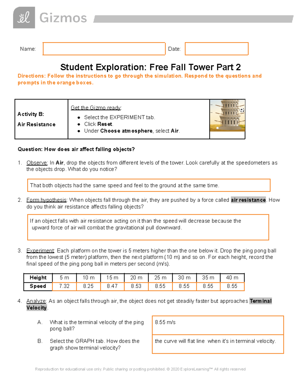 Exploring Air Resistance & Parachutes in Free Fall - IS2T3 Gizmo Part 2 ...