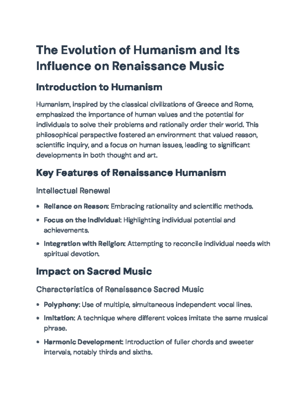 The Evolution of Humanism and Its Impact on Renaissance Music - The ...