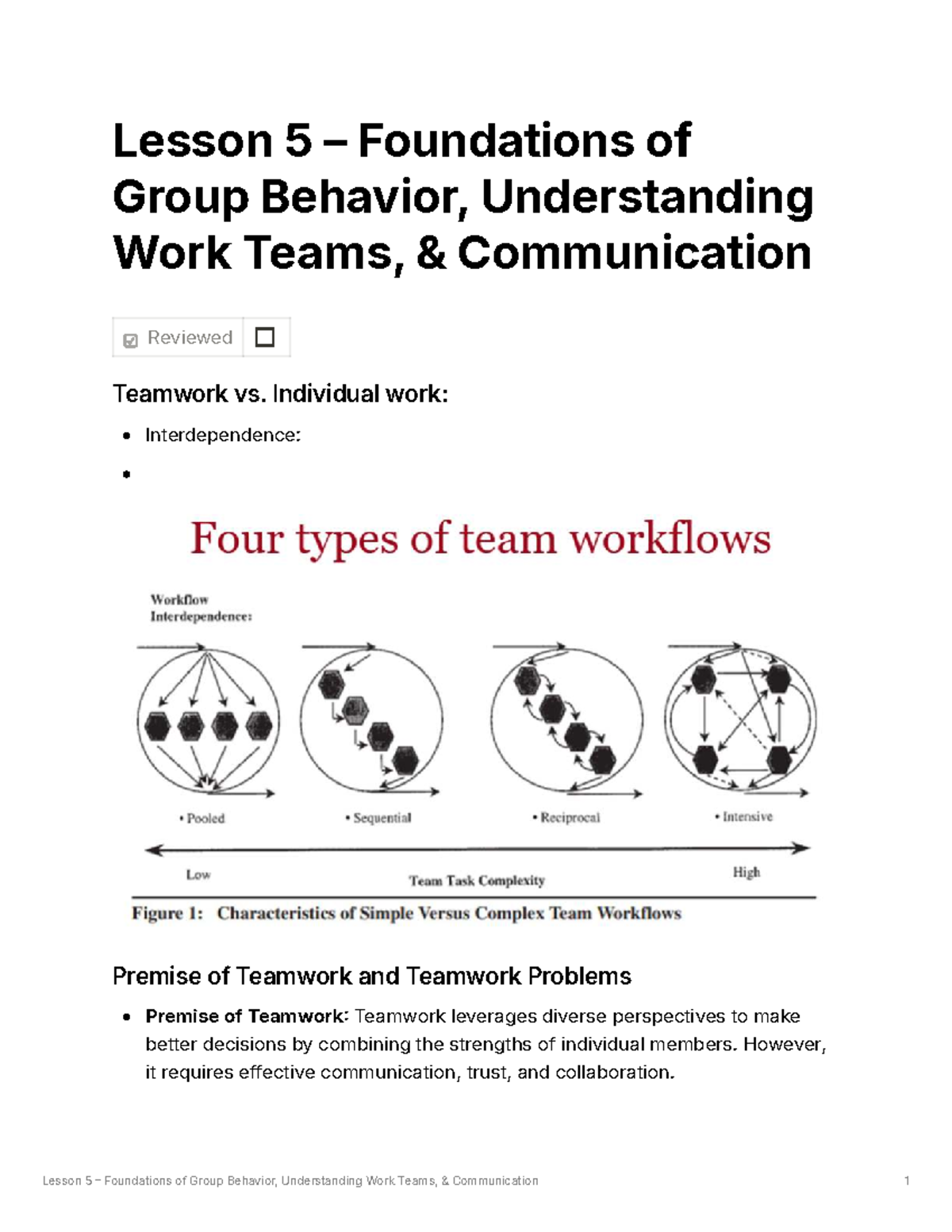 Lesson 5: Foundations of group behavior and teamwork communication ...