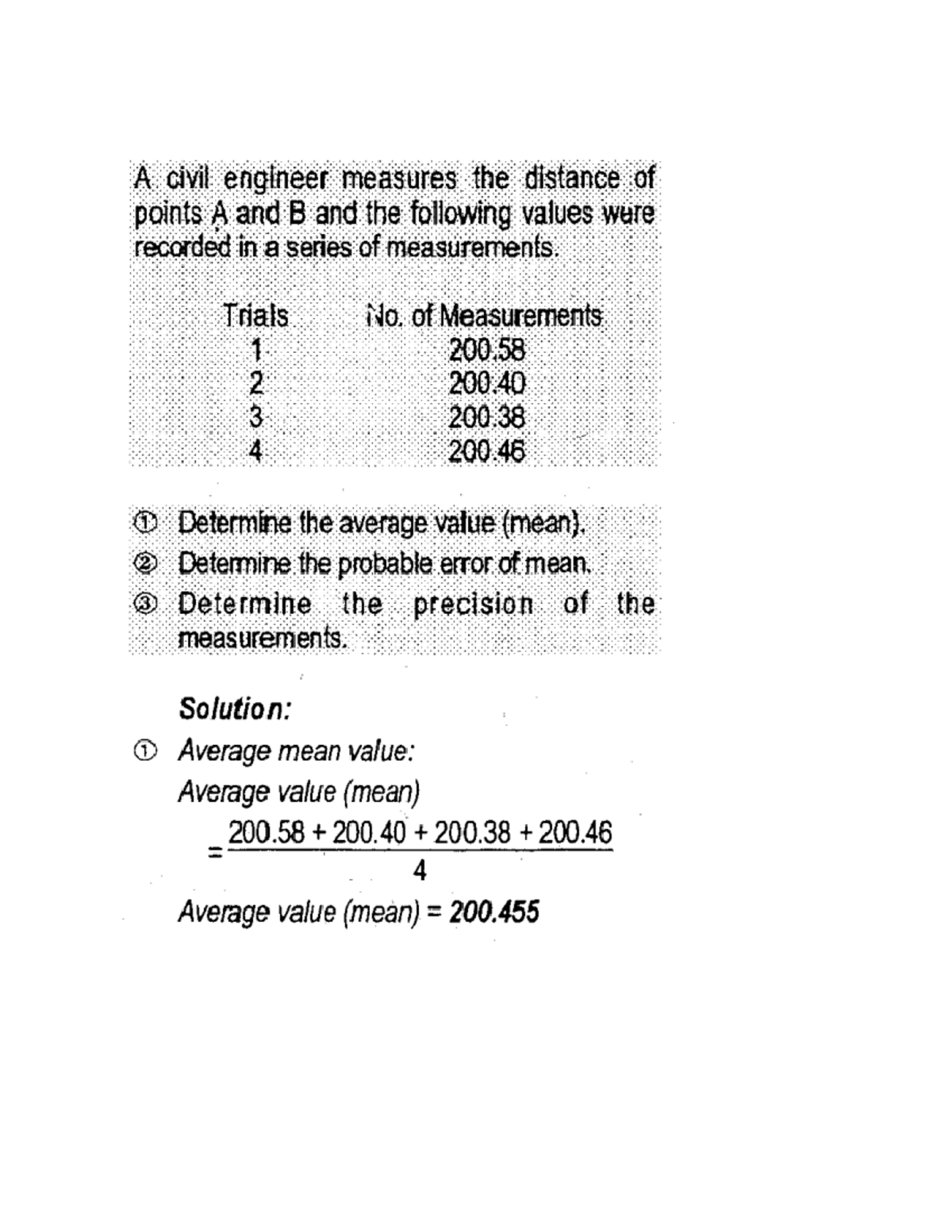 Probable Error And Precision Analysis In Civil Engineering Measurements