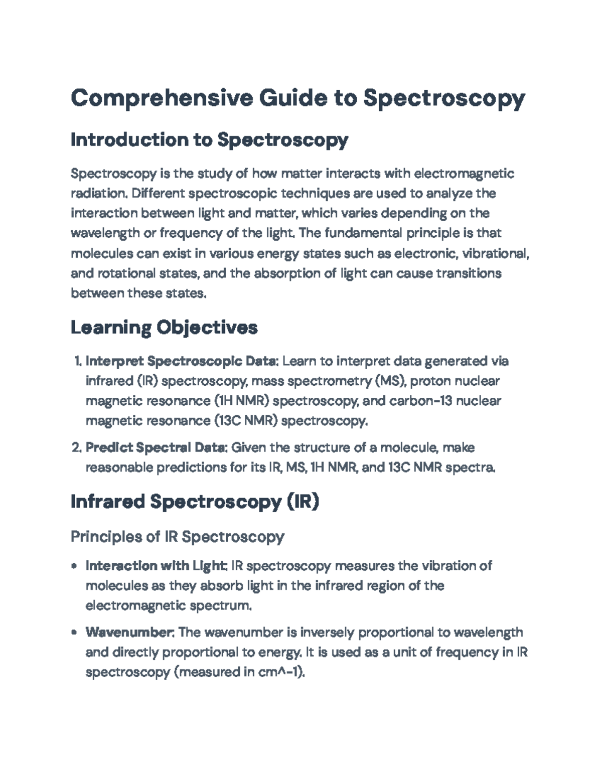 Comprehensive Guide to Spectroscopy (IR, MS, 1H NMR, 13C NMR) - Comprehensive Guide to ...
