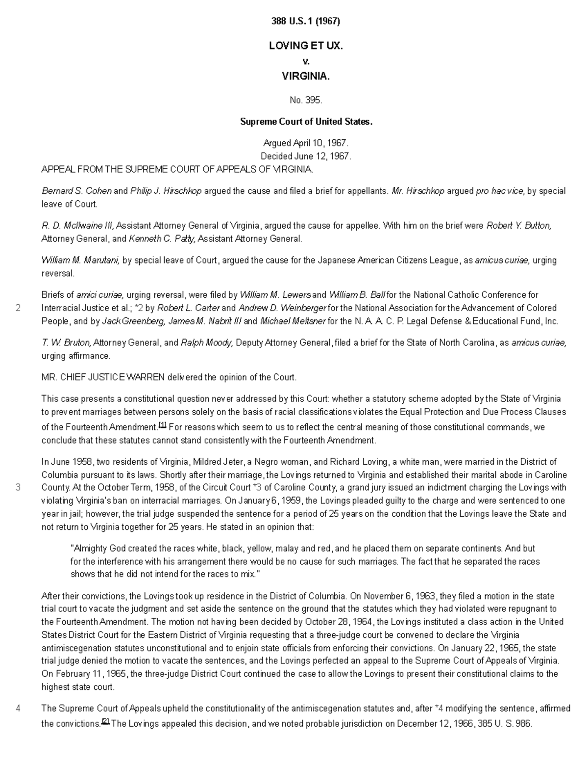 Loving v. Virginia: Landmark Supreme Court Case on Racial Intermarriage ...