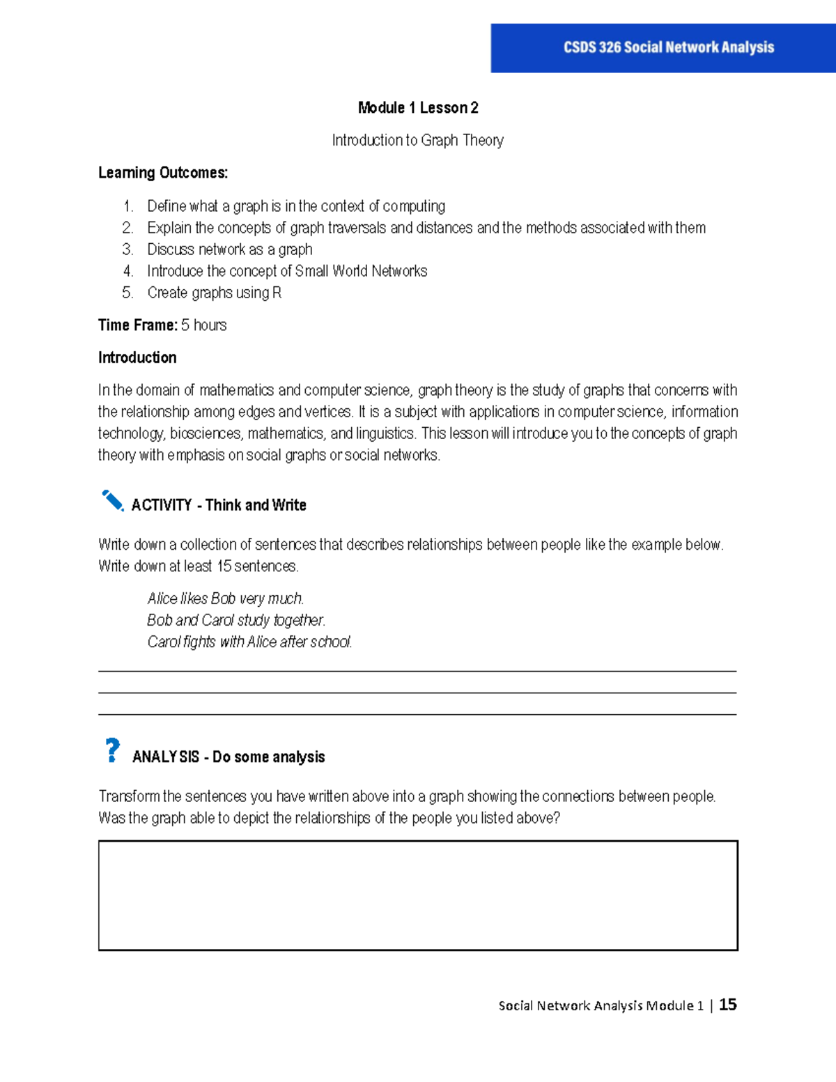 Module 1 Lesson 2 - Introduction to Graph Theory - Module 1 Lesson 2 Introduction to Graph ...