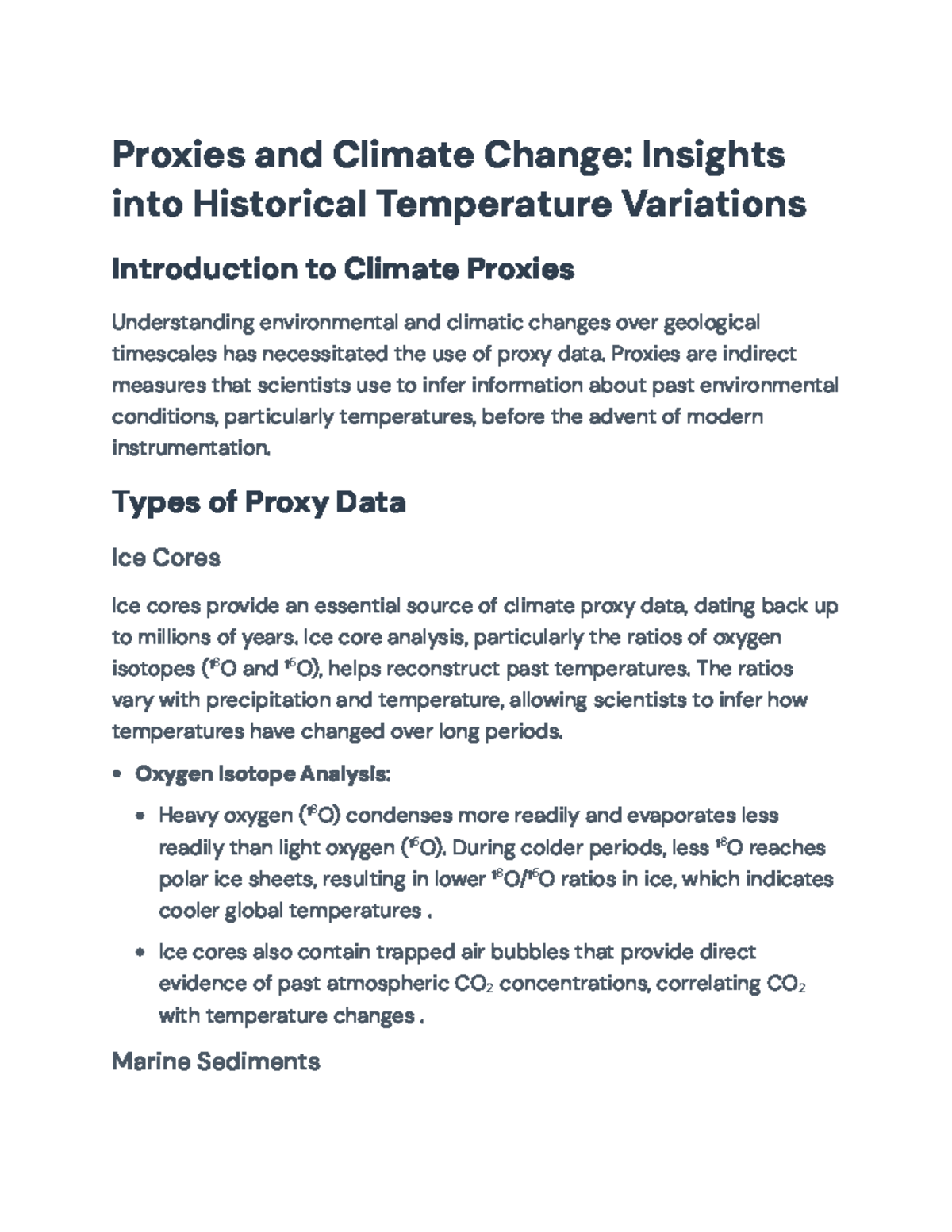 Proxies and Climate Change: Historical Temperature Insights and ...