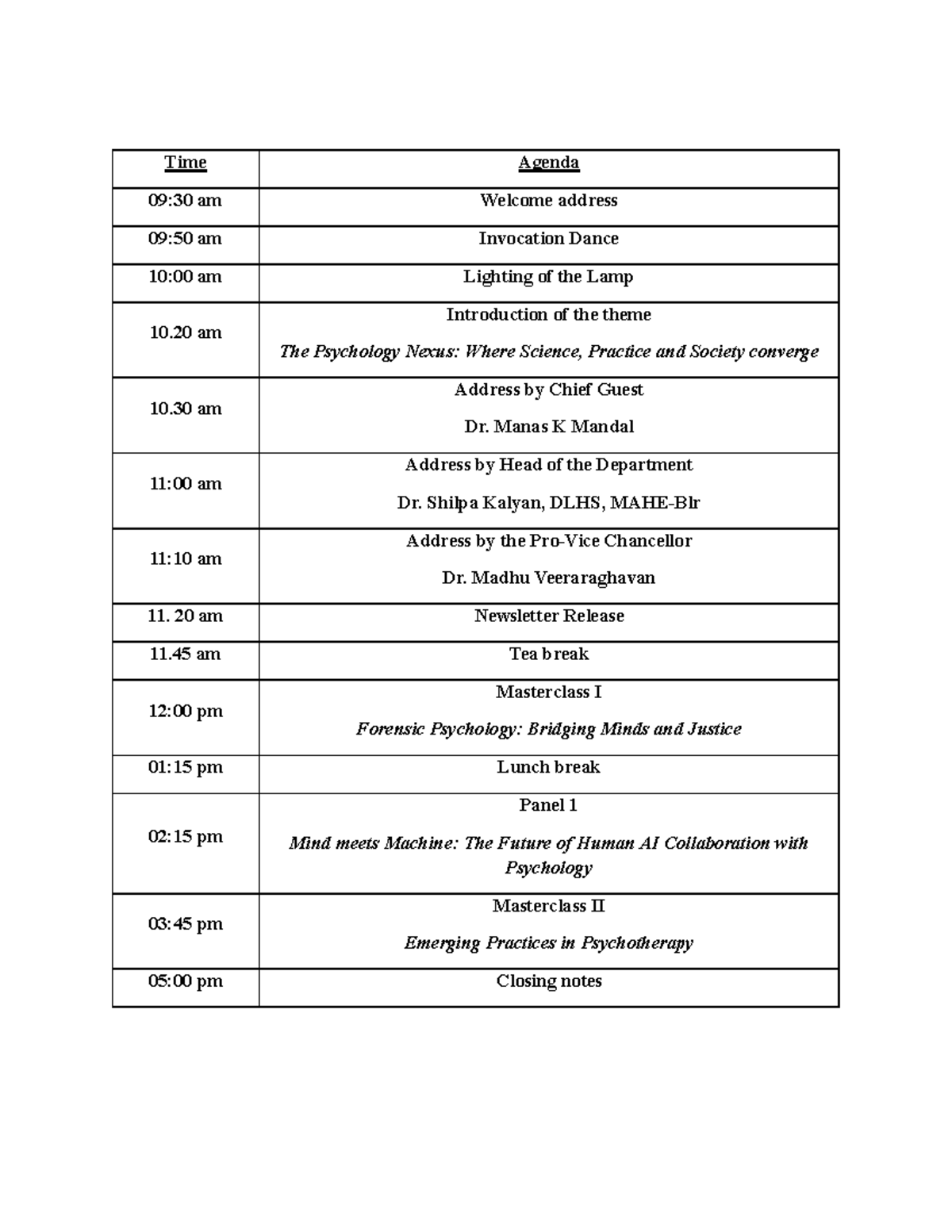 DLHS Event Schedule: The Psychology Nexus Conference - Studocu