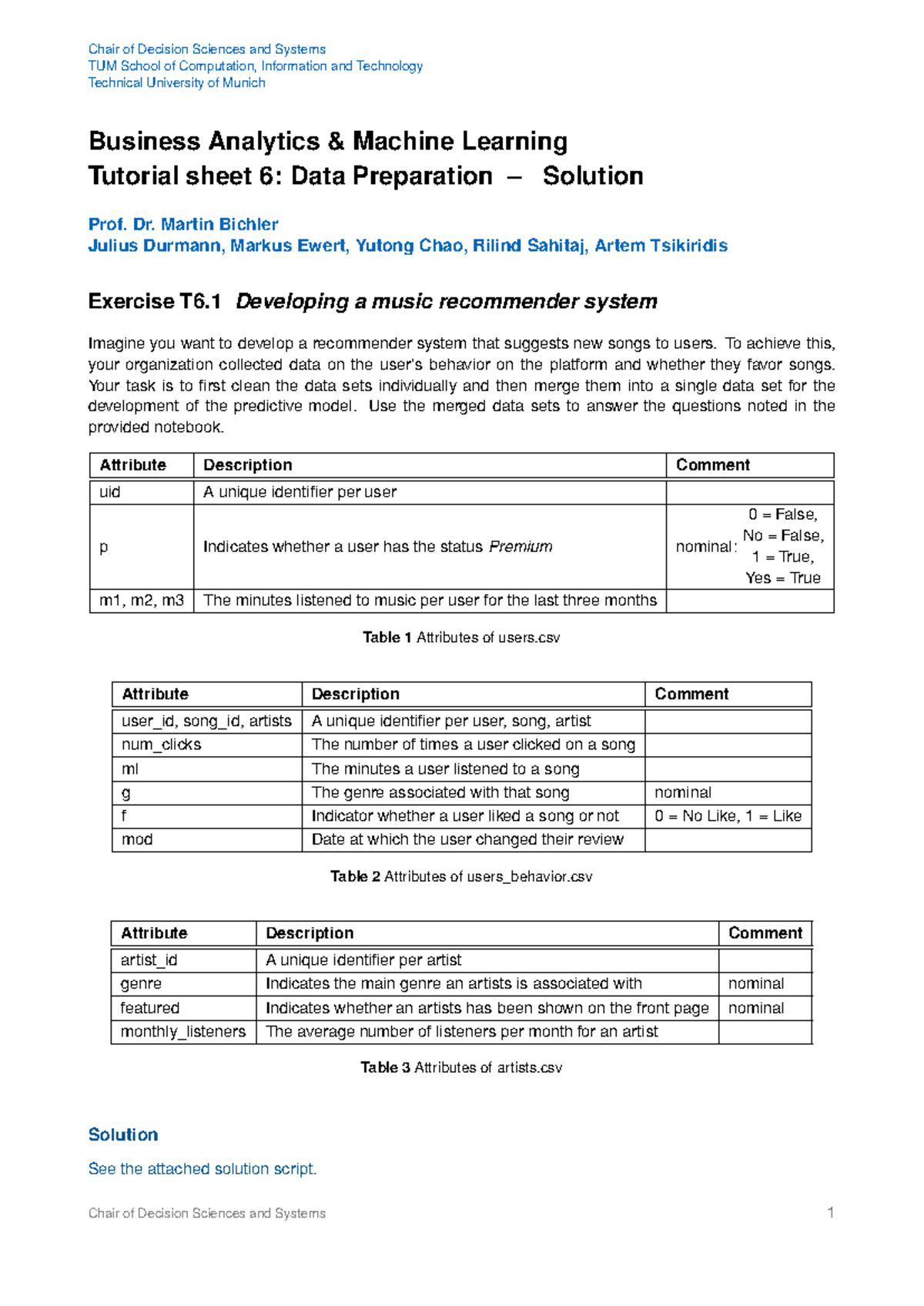 T06 - Business Analytics ML Tutorial: Data Prep Solutions - Studocu