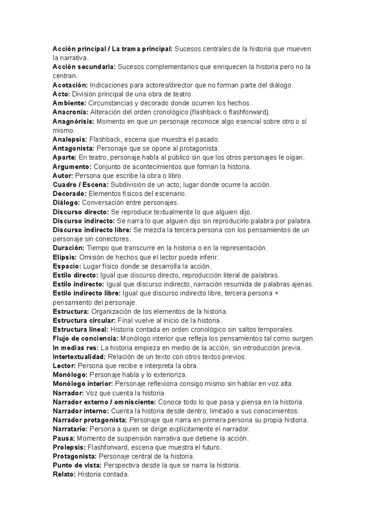 Términos Literarios Esenciales: Resumen Completo para Estudiantes - Studocu