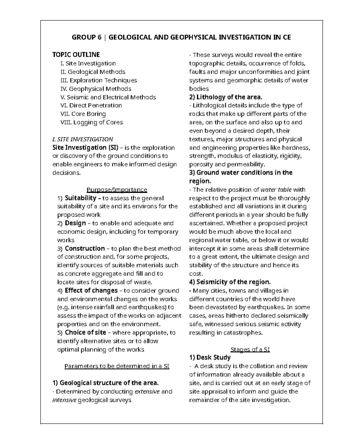 GROUP 6 CE Geological & Geophysical Investigation Overview - Studocu