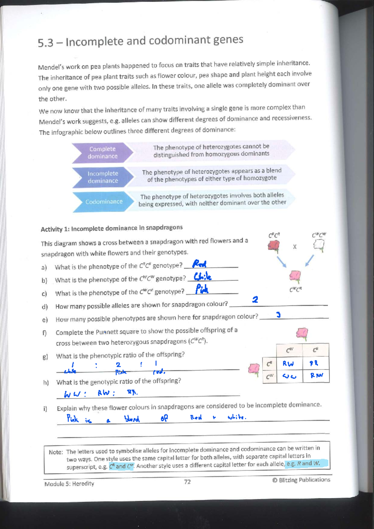 Module 5: Incomplete and Codominant Genes in Pea Plants and Cattle ...