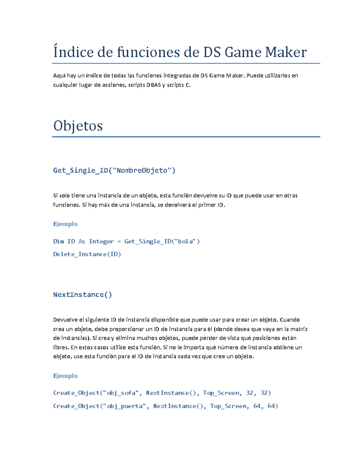 Índice de Funciones Integradas de DS Game Maker - Studocu