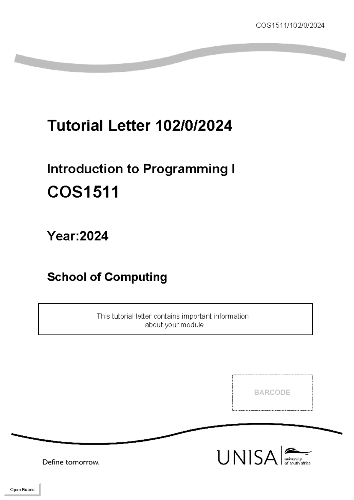 COS1511 2024 Assignment 2 Tutorial Letter and Tasks Details - Studocu