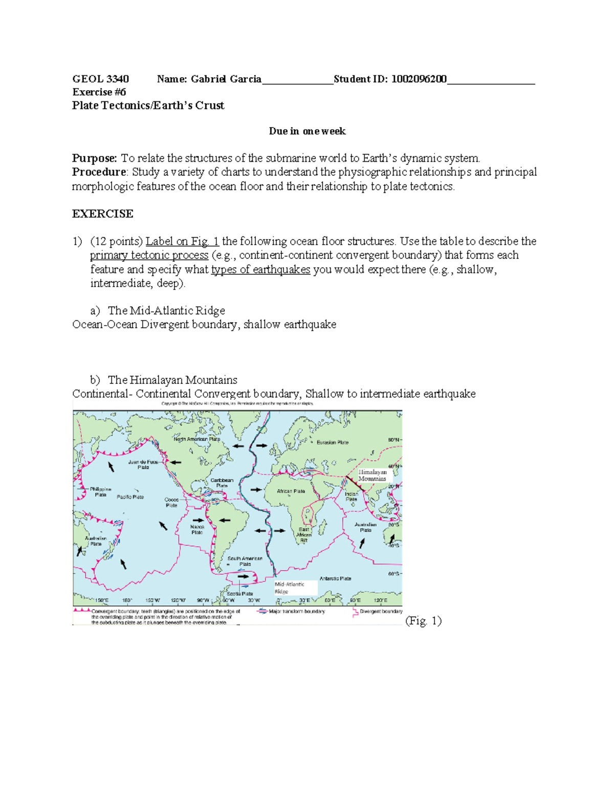 Lab 6 - GEOL 3340: Understanding Plate Tectonics and Ocean Structures ...