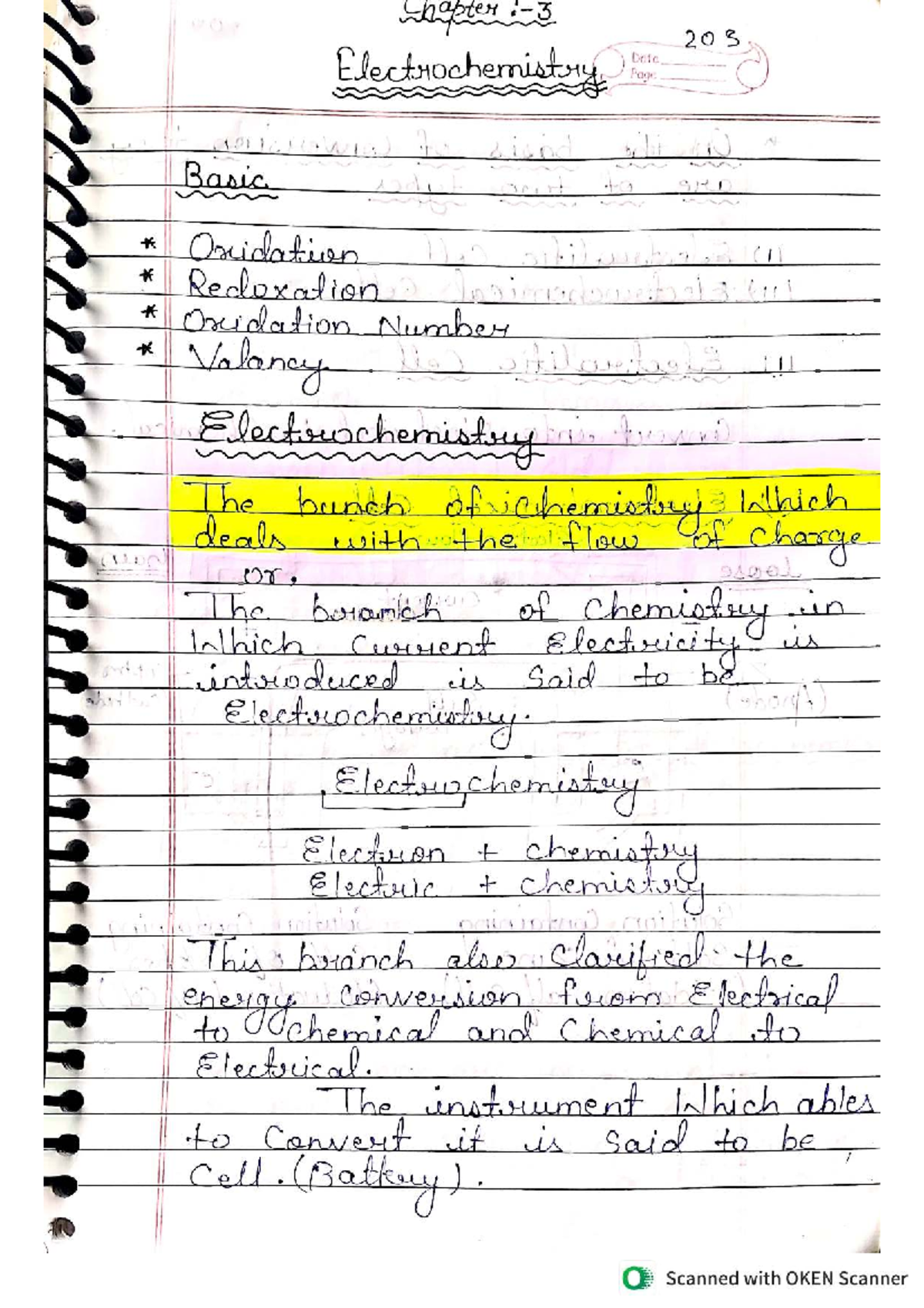 Electrochemistry FOR 203: Class 12th Study Notes and Concepts - Studocu