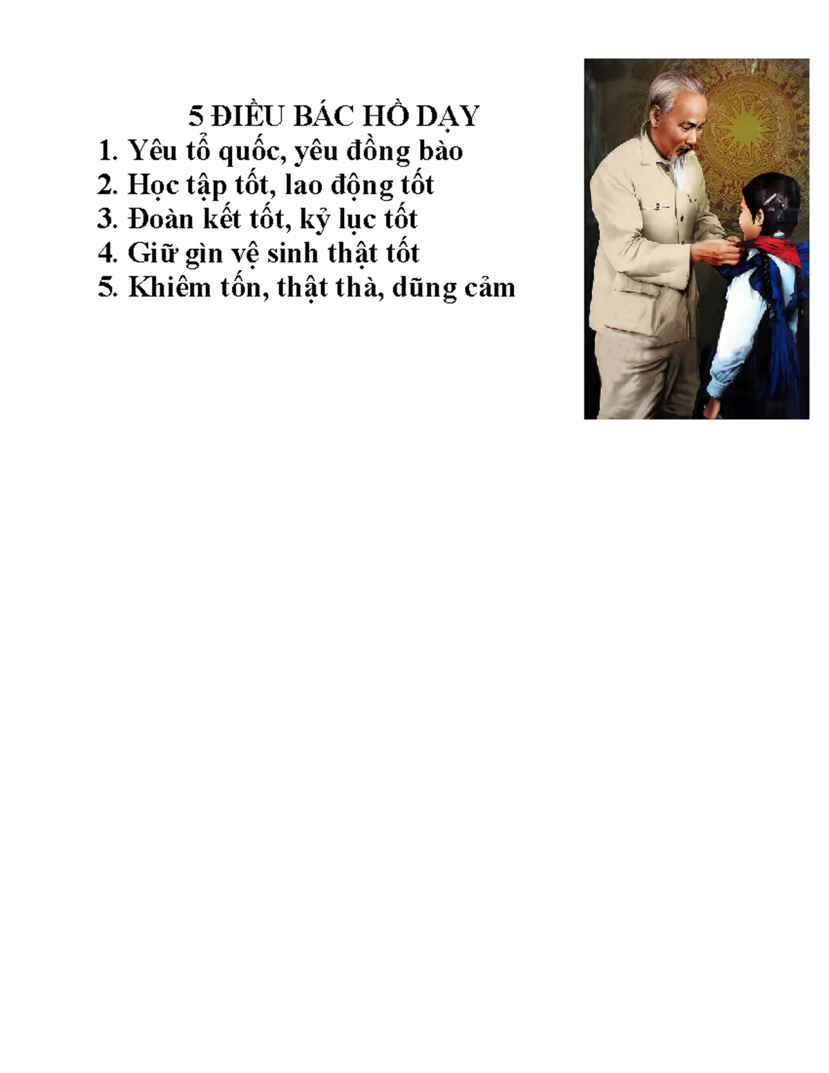 5 ĐIỀU BÁC HỒ DẠY - hfghfgh - scientsist - 5 ĐIỀU BÁC HỒ DẠY Yêu tổ ...