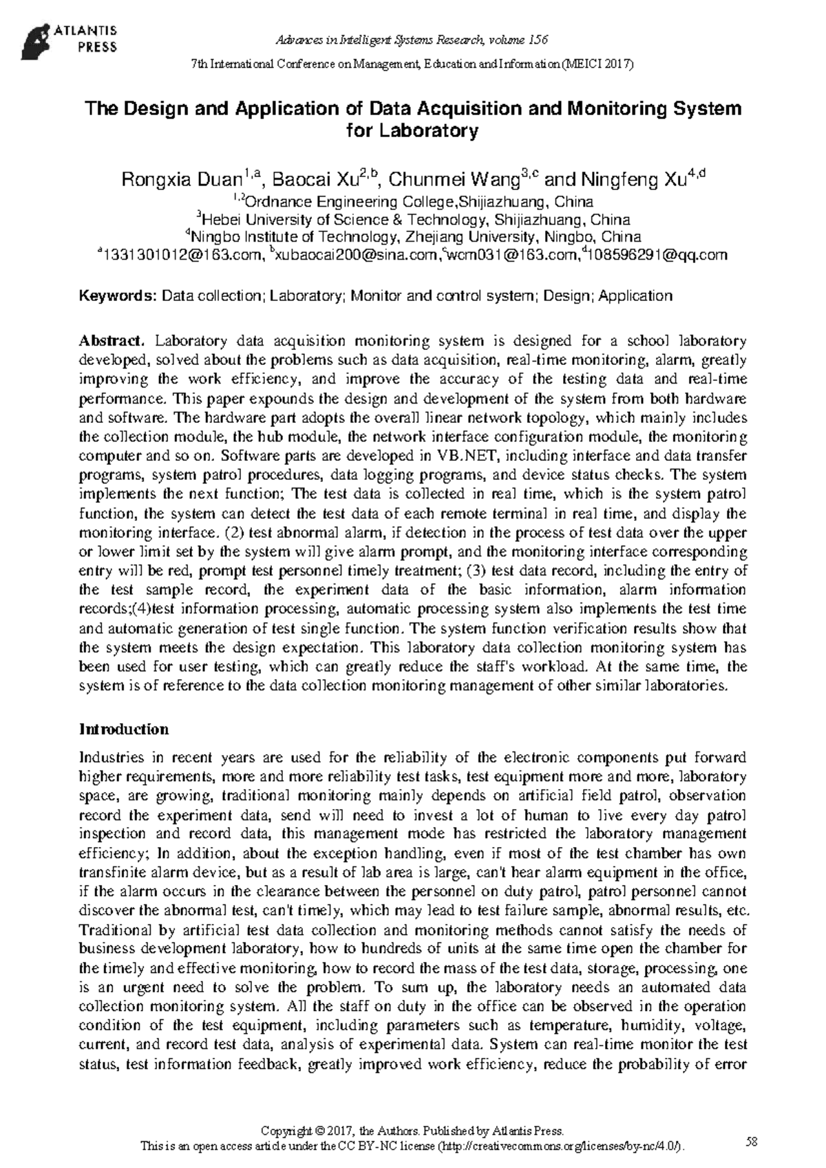 Design and Implementation of a Data Acquisition System for Labs (MEICI ...
