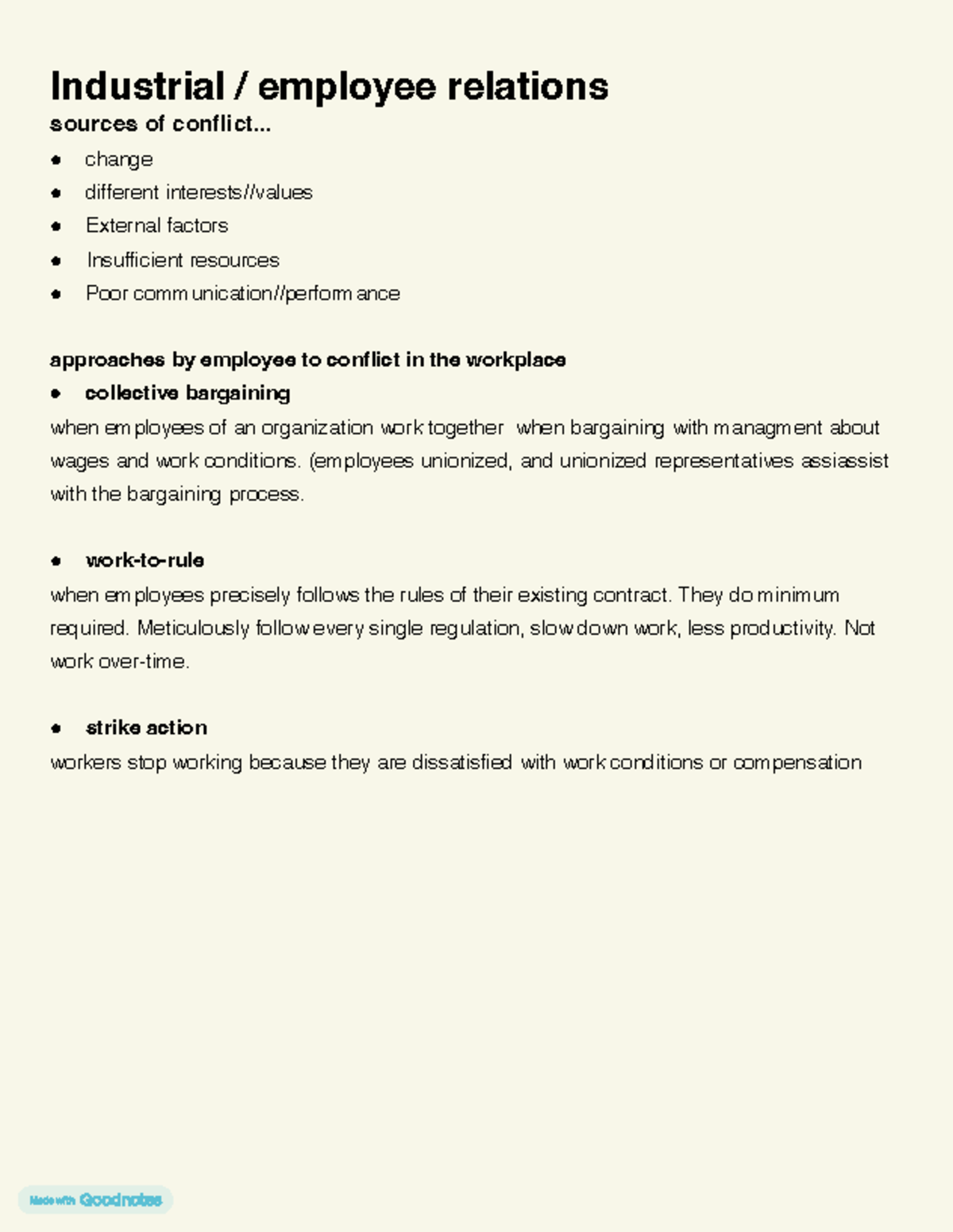 2 - asdfghjkl - Industrial / employee relations sources of conflict ...