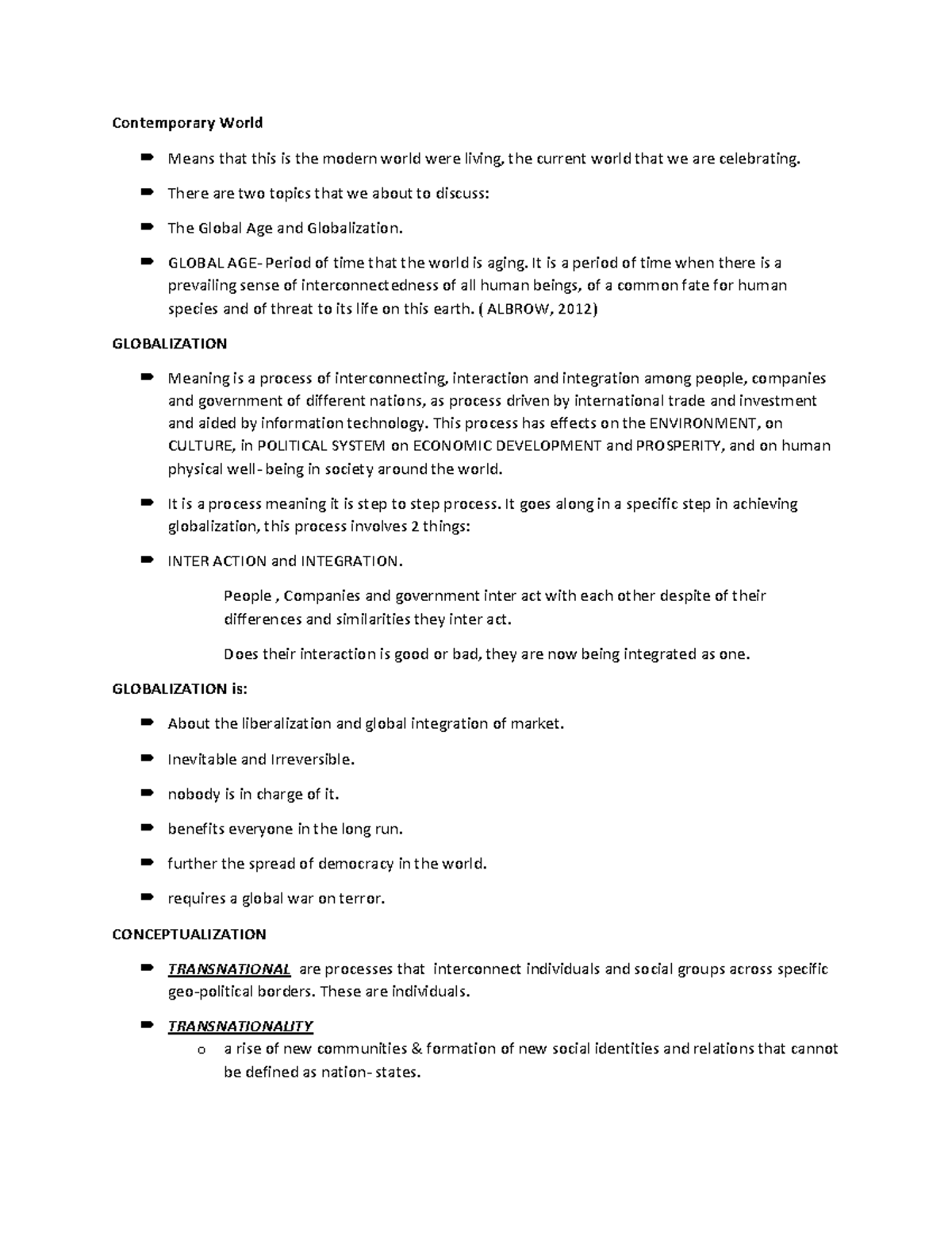 Contemporary World Midterm Reviewer - Economics - UMak - Studocu