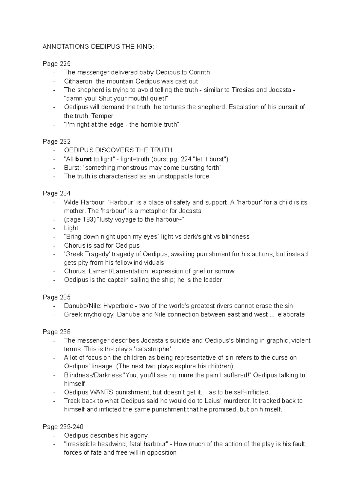Annotations on Oedipus the King: Key Insights and Analysis - Studocu