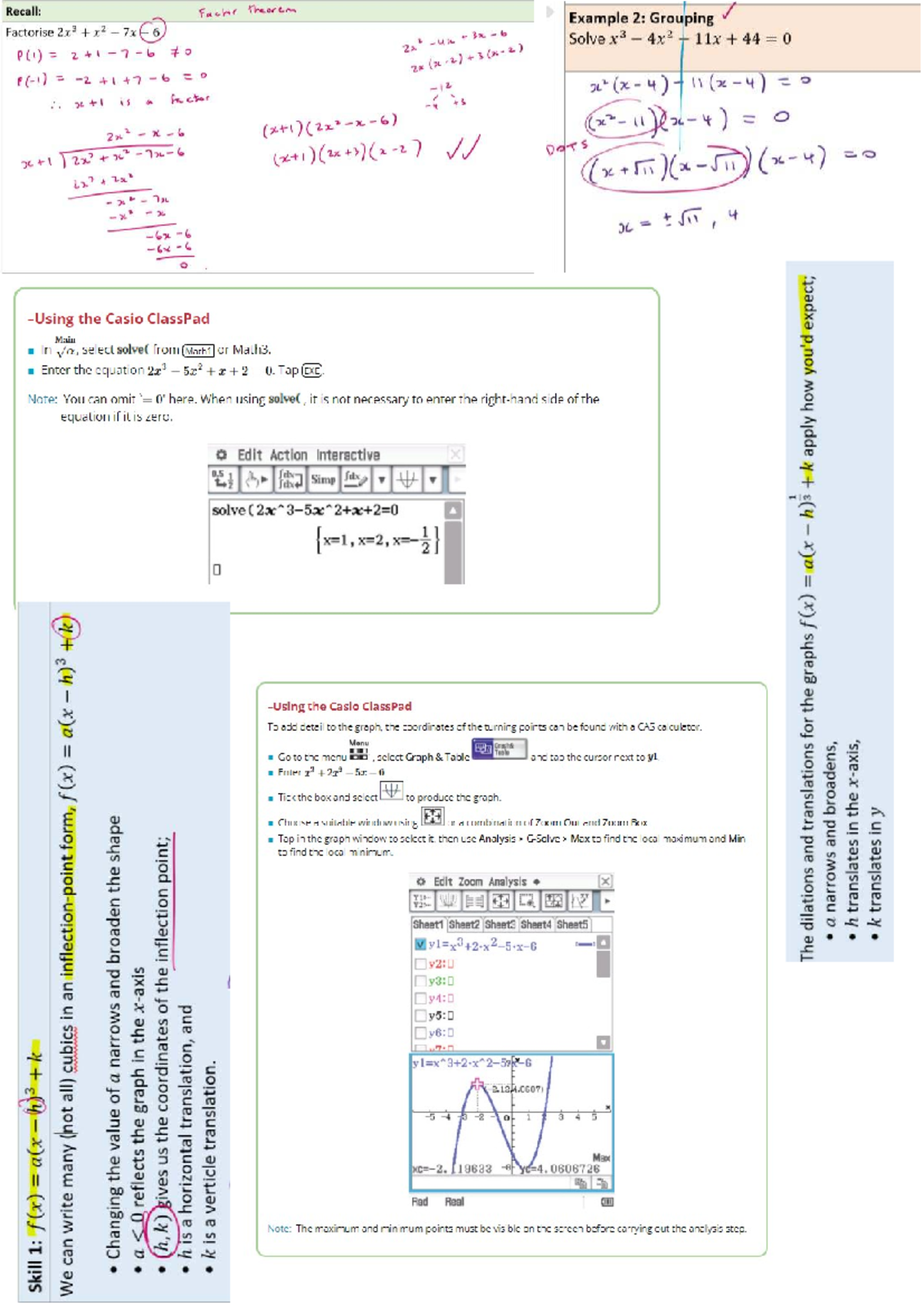 Methods Summary of Notes: Facher Theorem & Casio ClassPad Guide - Studocu