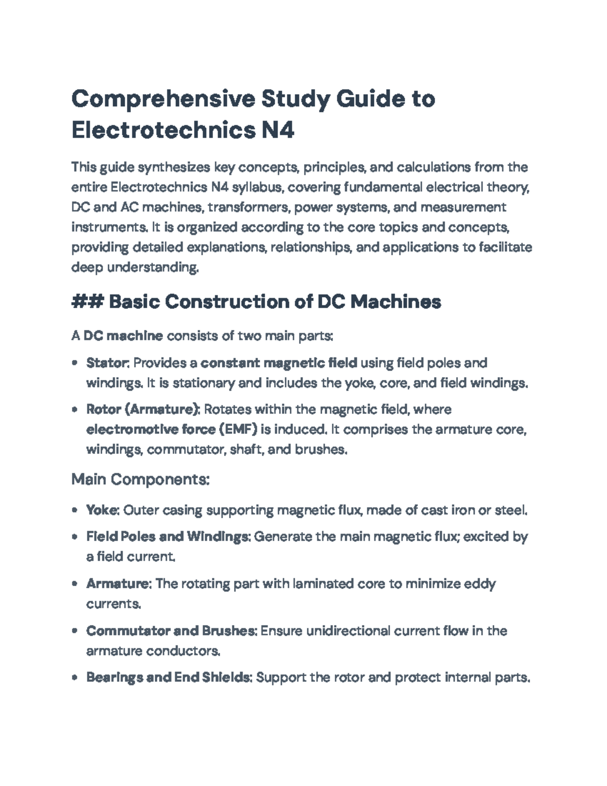 Comprehensive Study Guide: Electrotechnics N4 Concepts & Applications ...