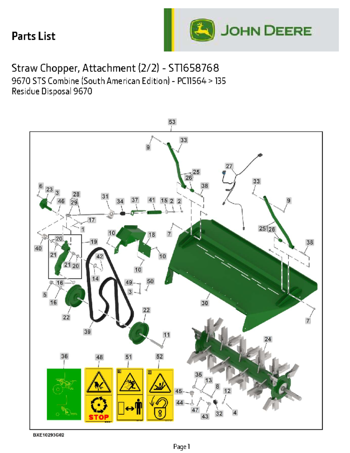 Parts List for Straw Chopper Attachment ST1658768 (South America) - Studocu