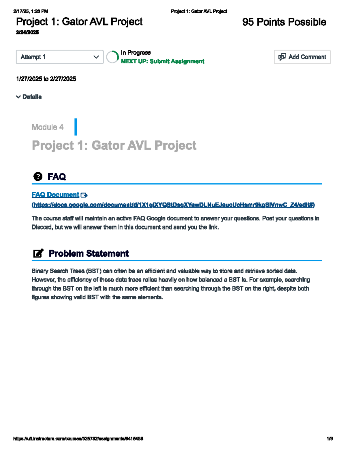 Project 1: Gator AVL Tree Implementation and Testing Guide - Studocu