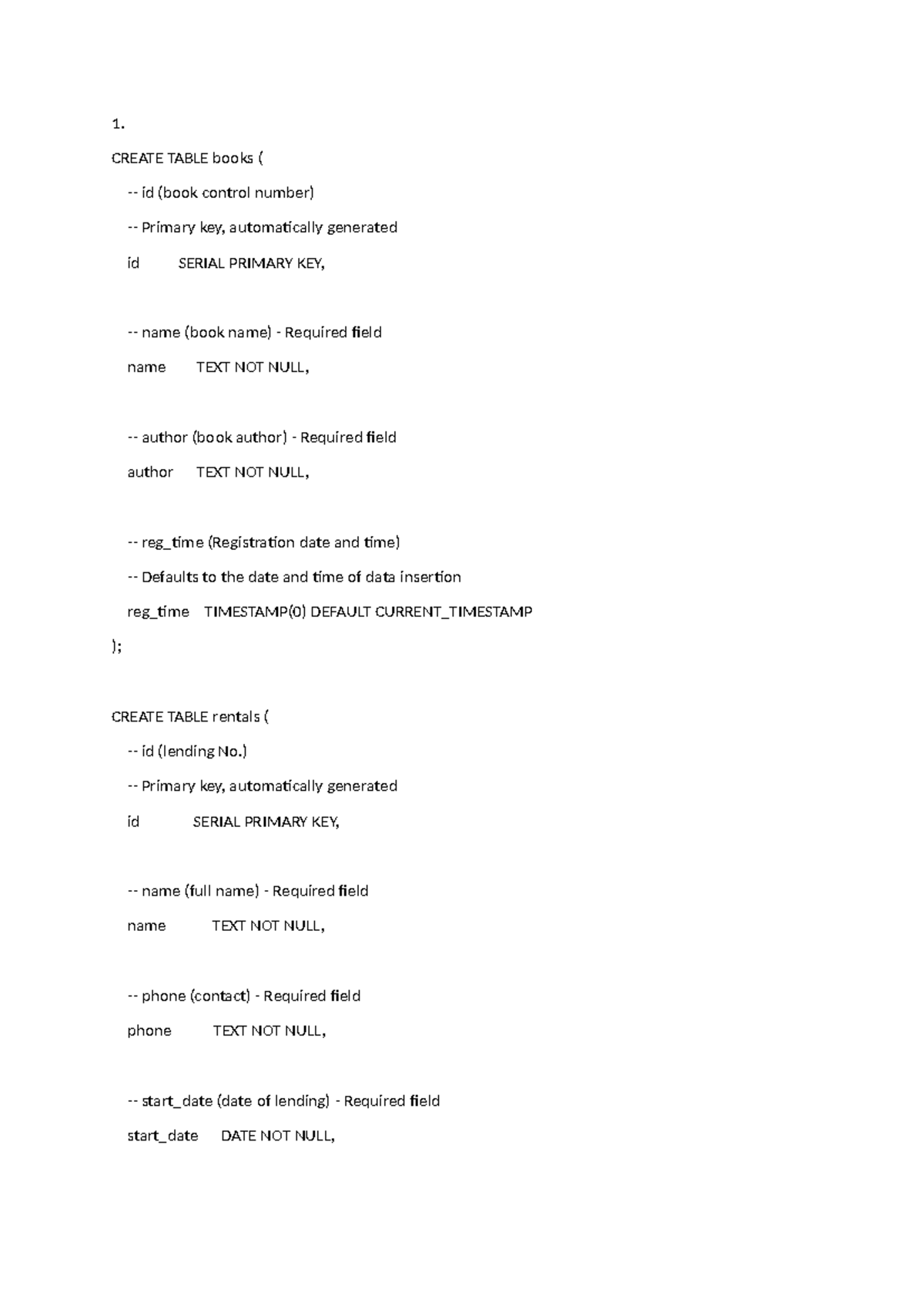 Database Schema Design for Book Rentals (CS101) - Studocu