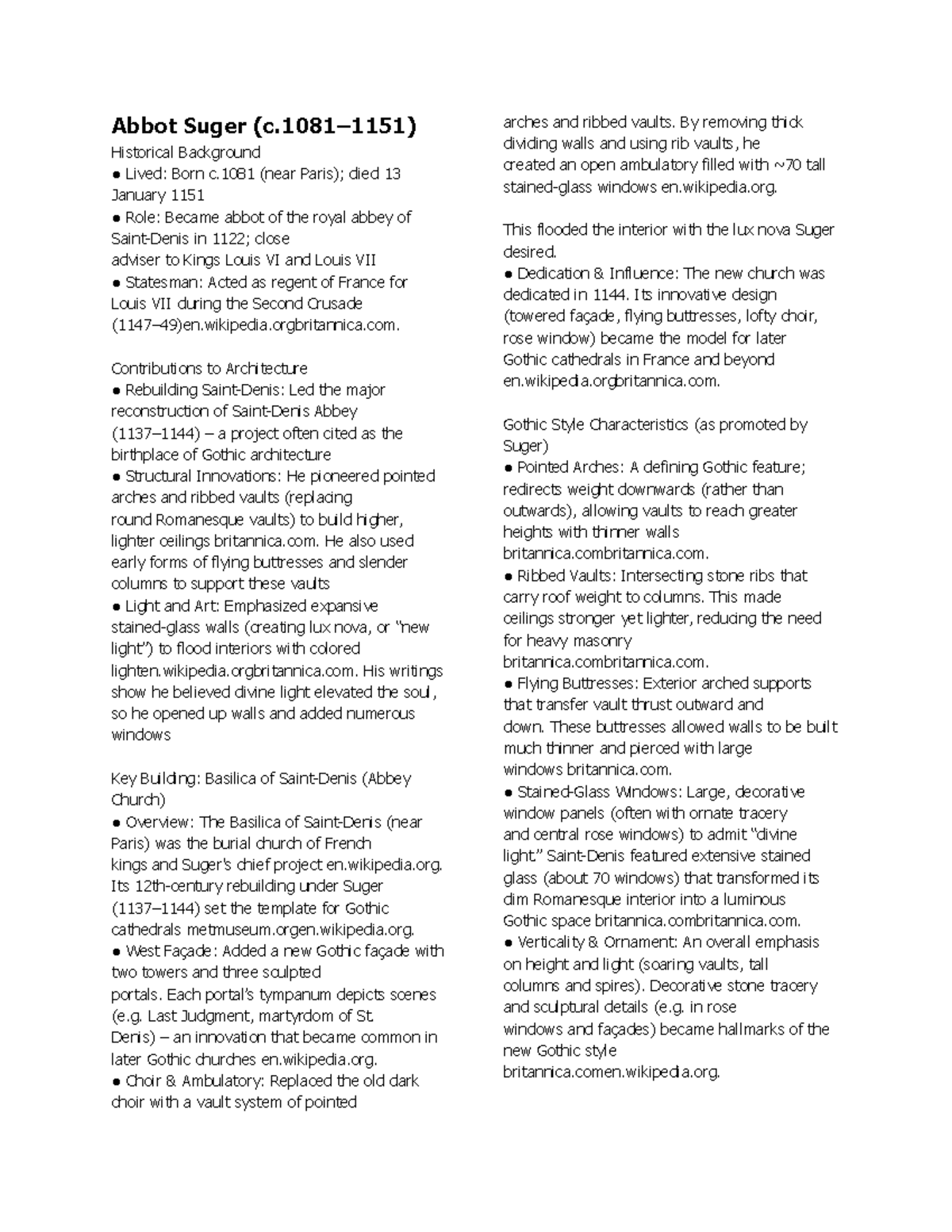 Abbot Suger: Historical Background and Contributions to Gothic ...