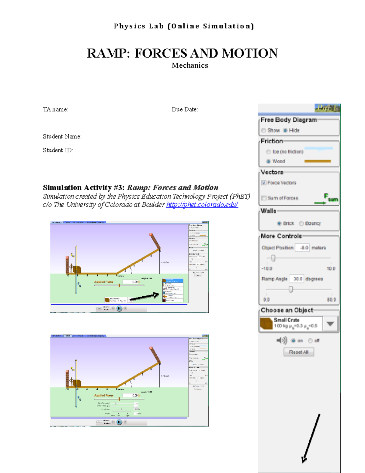 Physics Lab Assignment 3 (Course Code: PHYS 101) - Ramp Forces & Motion ...