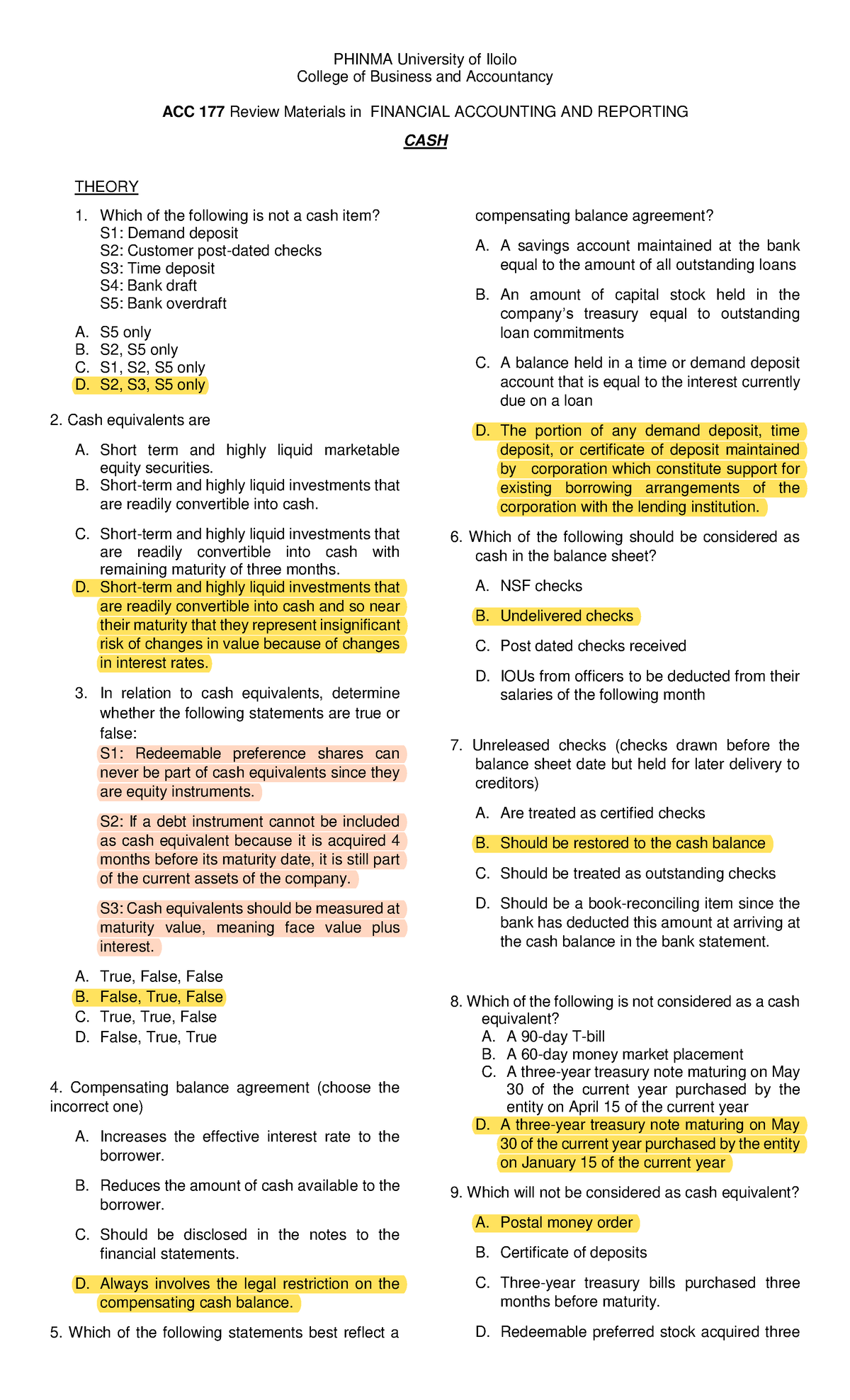 ACC 177 Final Exam Review: Financial Accounting & Reporting Concepts ...