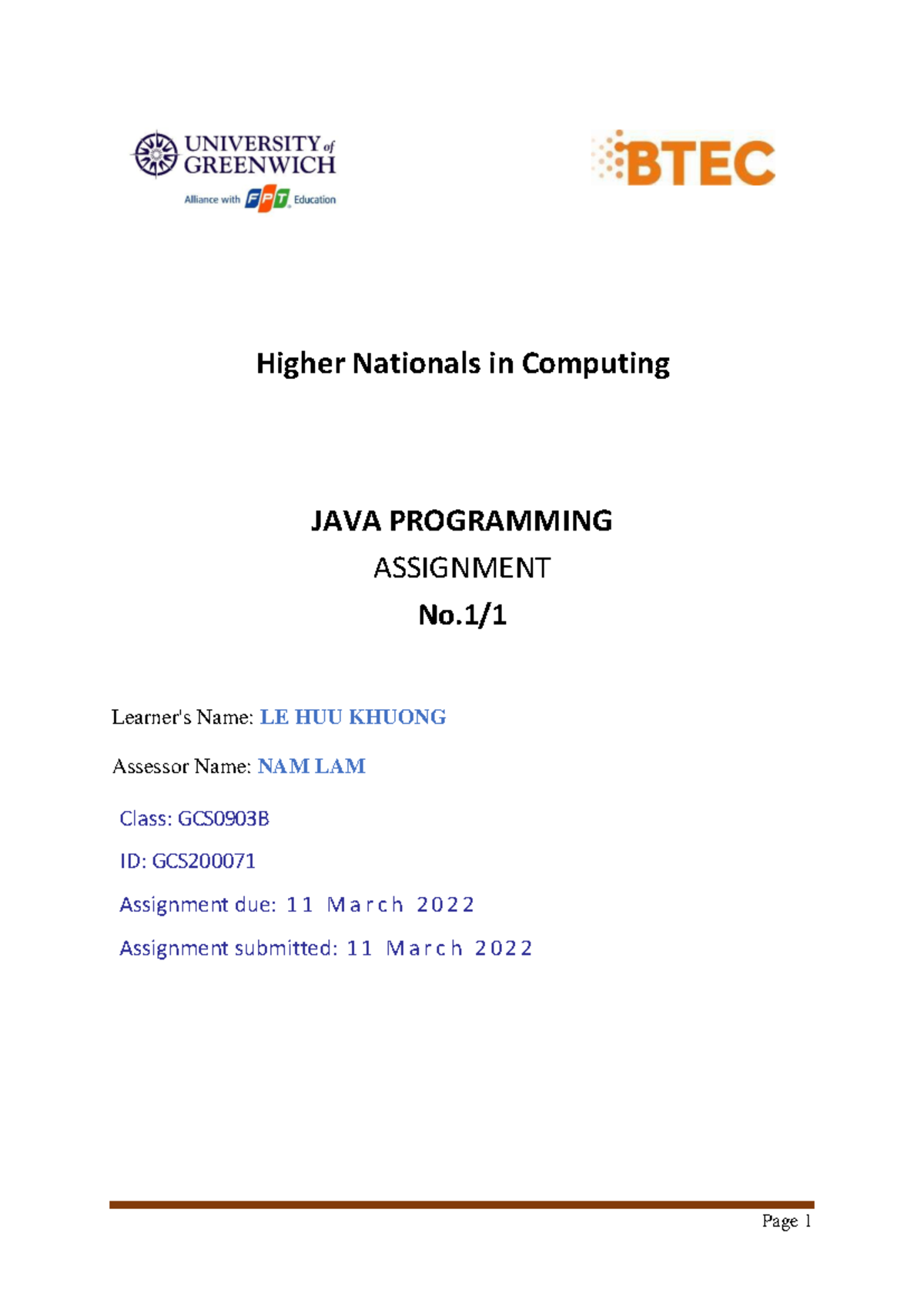 Assignment 1: GUI Application Design & Development for GCS0903B - Studocu
