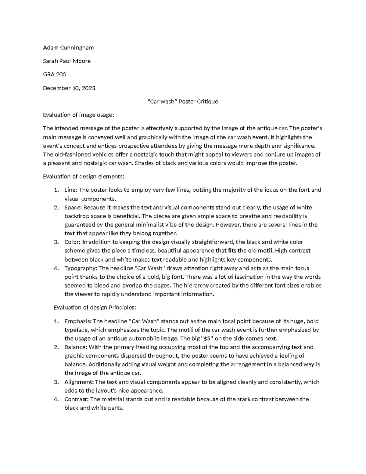 GRA 205: Car Wash Poster Critique and Design Evaluation - Studocu