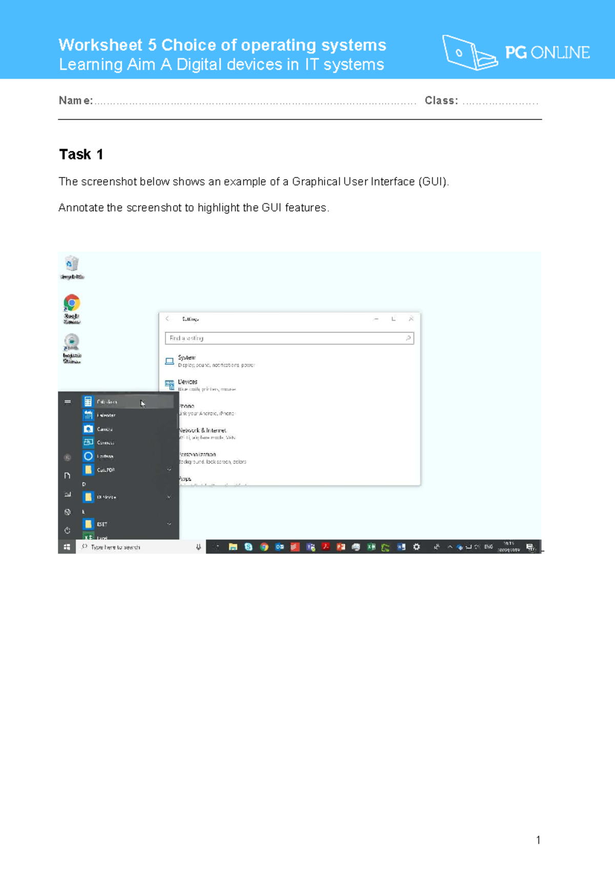 Worksheet 5: Choice of Operating Systems - Learning Aim A - Studocu